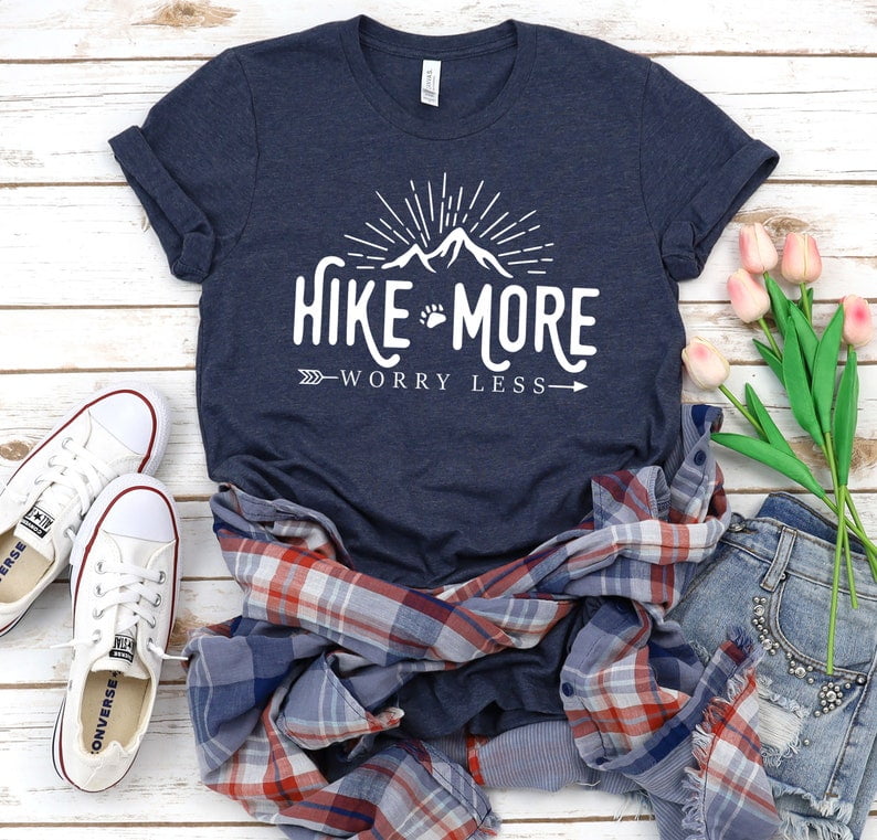 Hiking Shirt - Hike More Worry Less Shirt- Adventure Camping Shirt ...