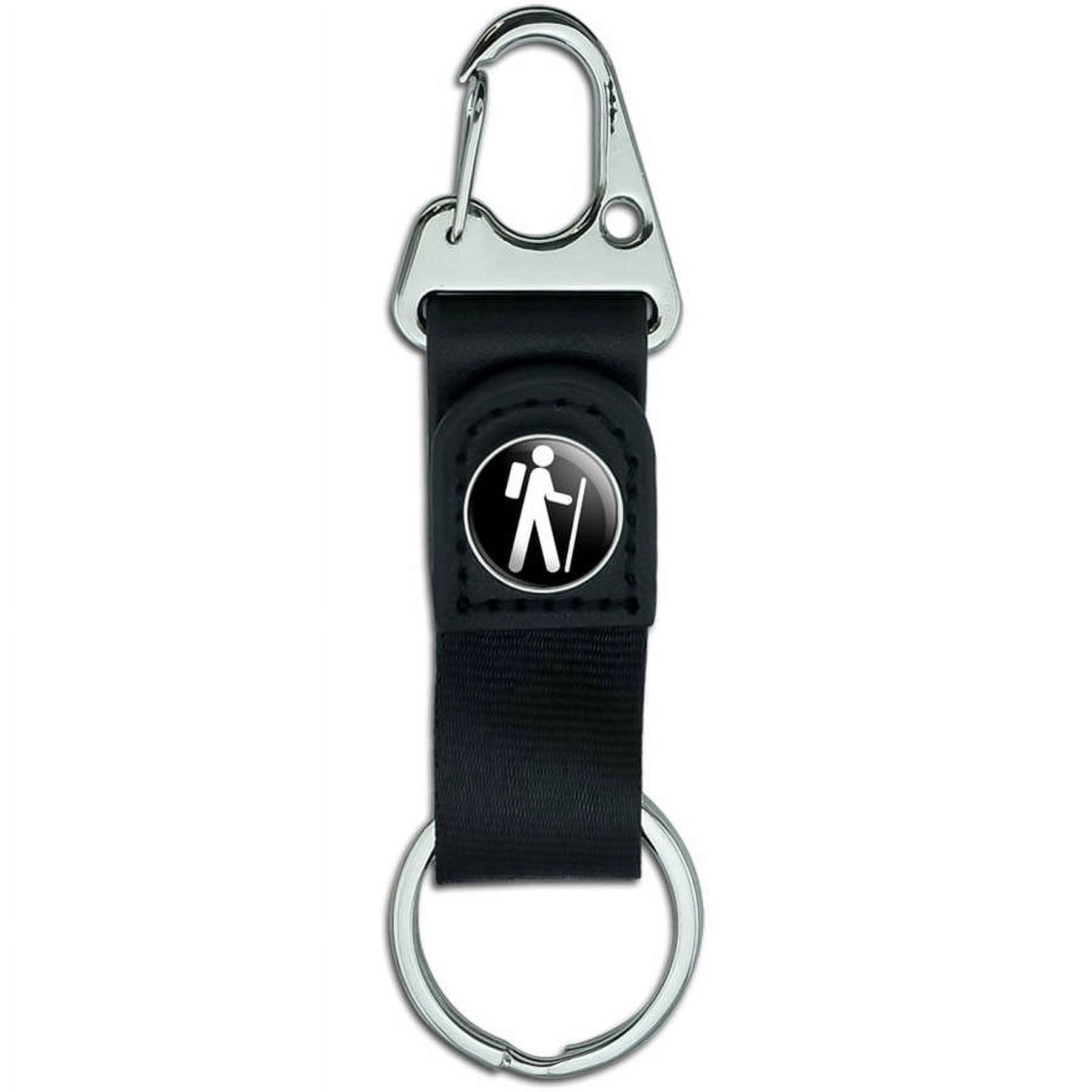 Hiking Symbol Belt Clip On Carabiner Leather Keychain Fabric Key Ring ...