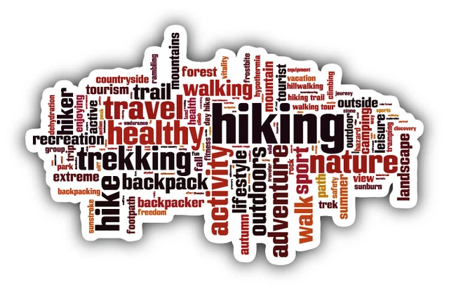 Hiking Travel Word Cloud Car Sticker Phone Decal Water Bottle Stickers ...