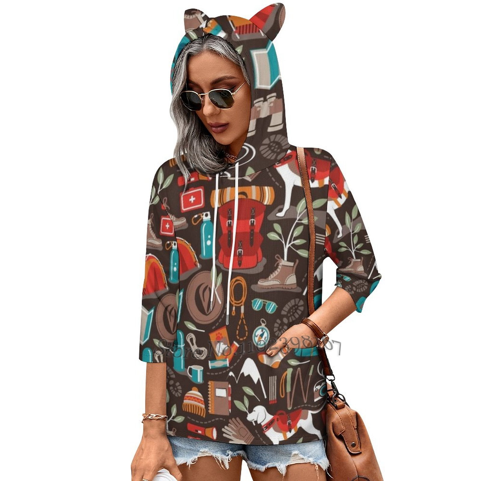 Hiking Trip Brown Oak Background Orange Red Sage Green And Teal Hike ...