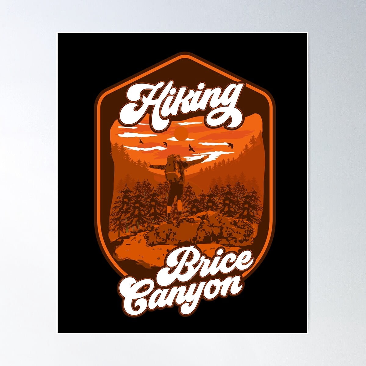 Hiking Vintage Badge Brice Canyon Poster Wall Art, Modern Wall Decor ...