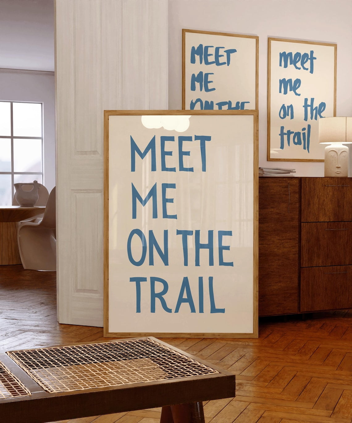 Hiking Wall Art Meet Me On The Trail Mountain Typography Decor Unframed ...