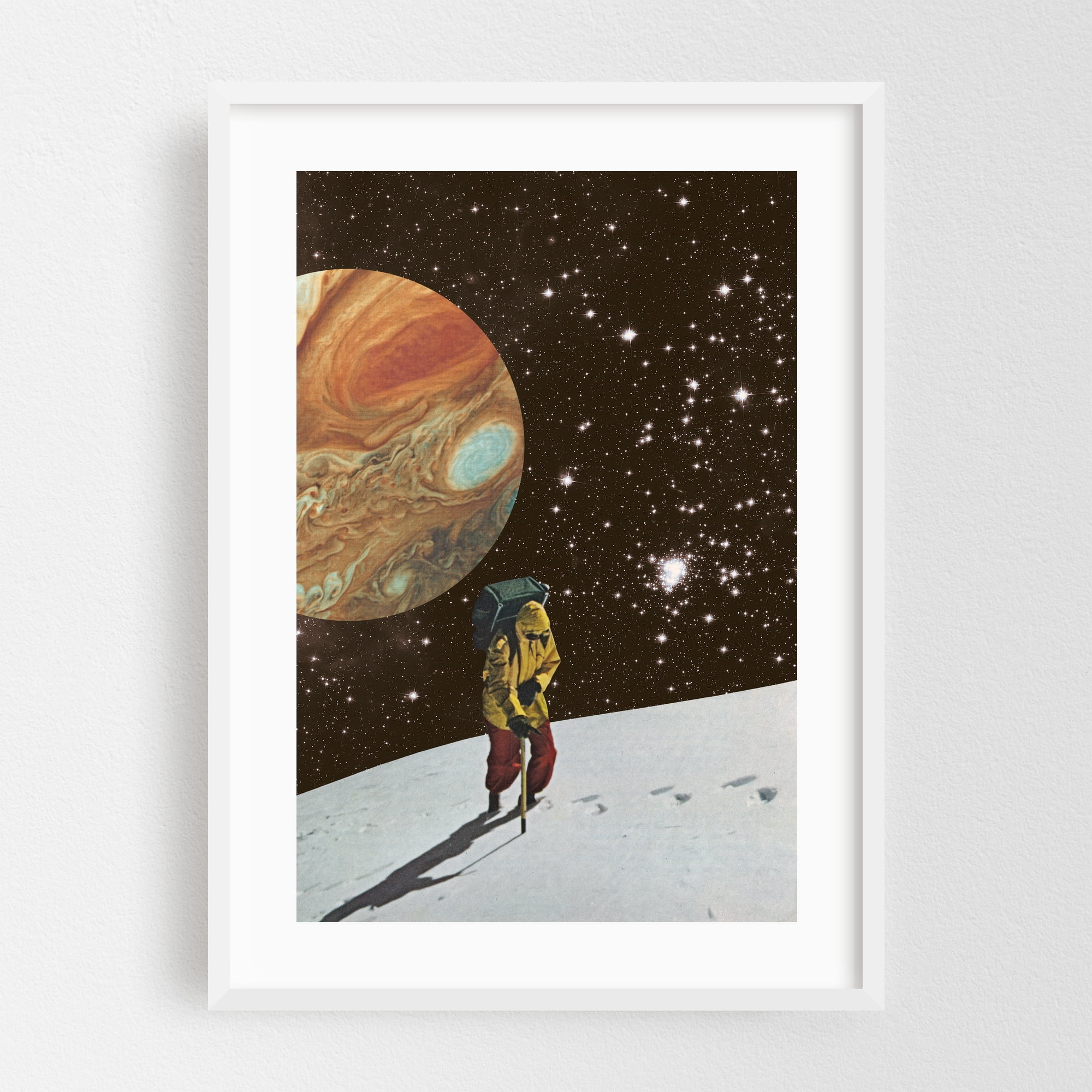 Hiking on the Moon - Alaska Collage Surrealism Space Vintage Modern Art ...