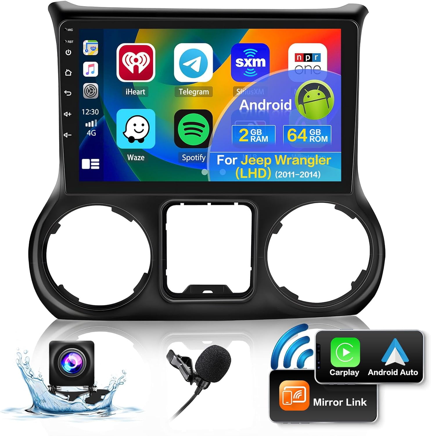 Hikity 2+64G Android 13 CarPlay Stereo for 2011-2014 Jeep Wrangler(LHD ...