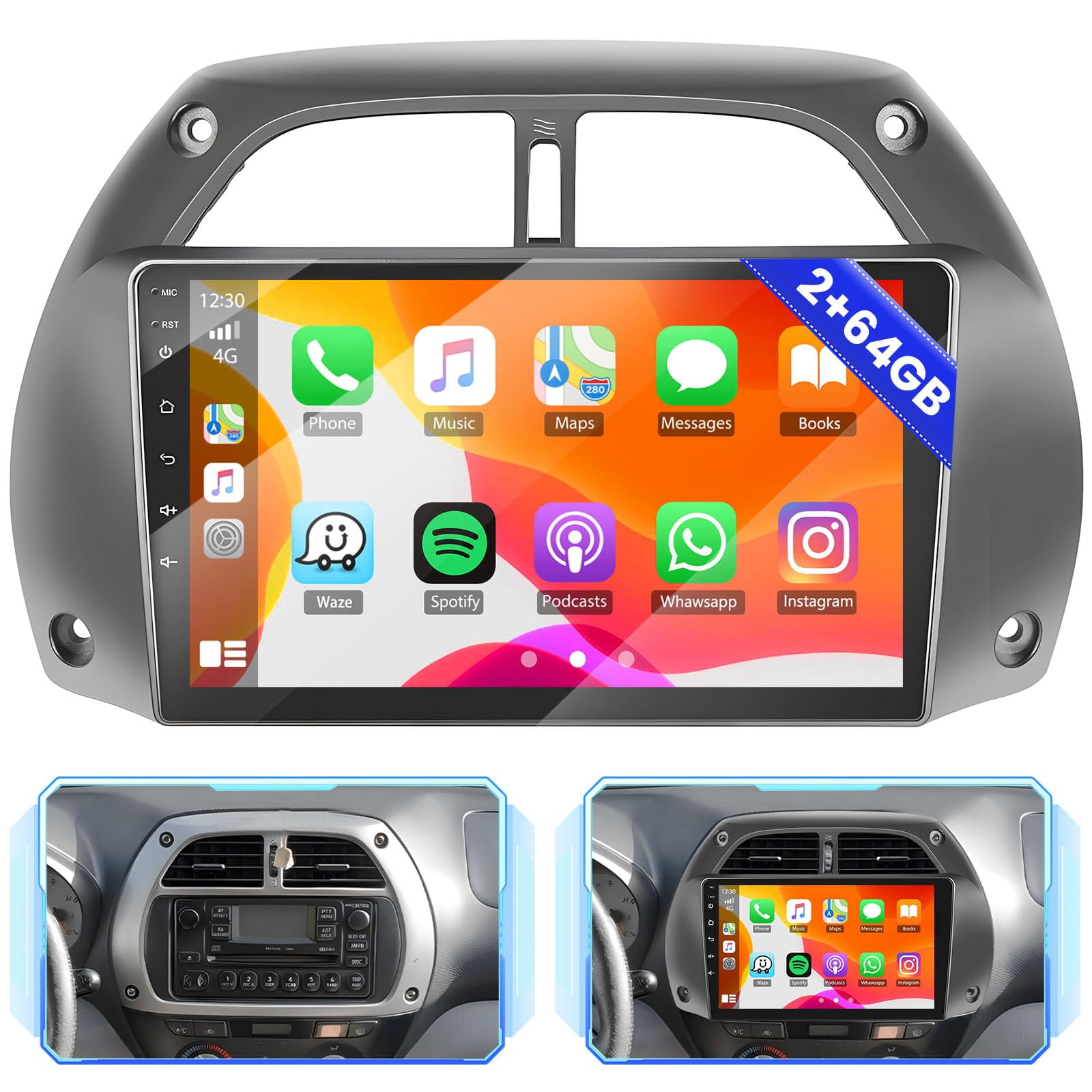 Hikity for Toyota RAV4 2001-2006 Android 13 Car Stereo with Wireless ...