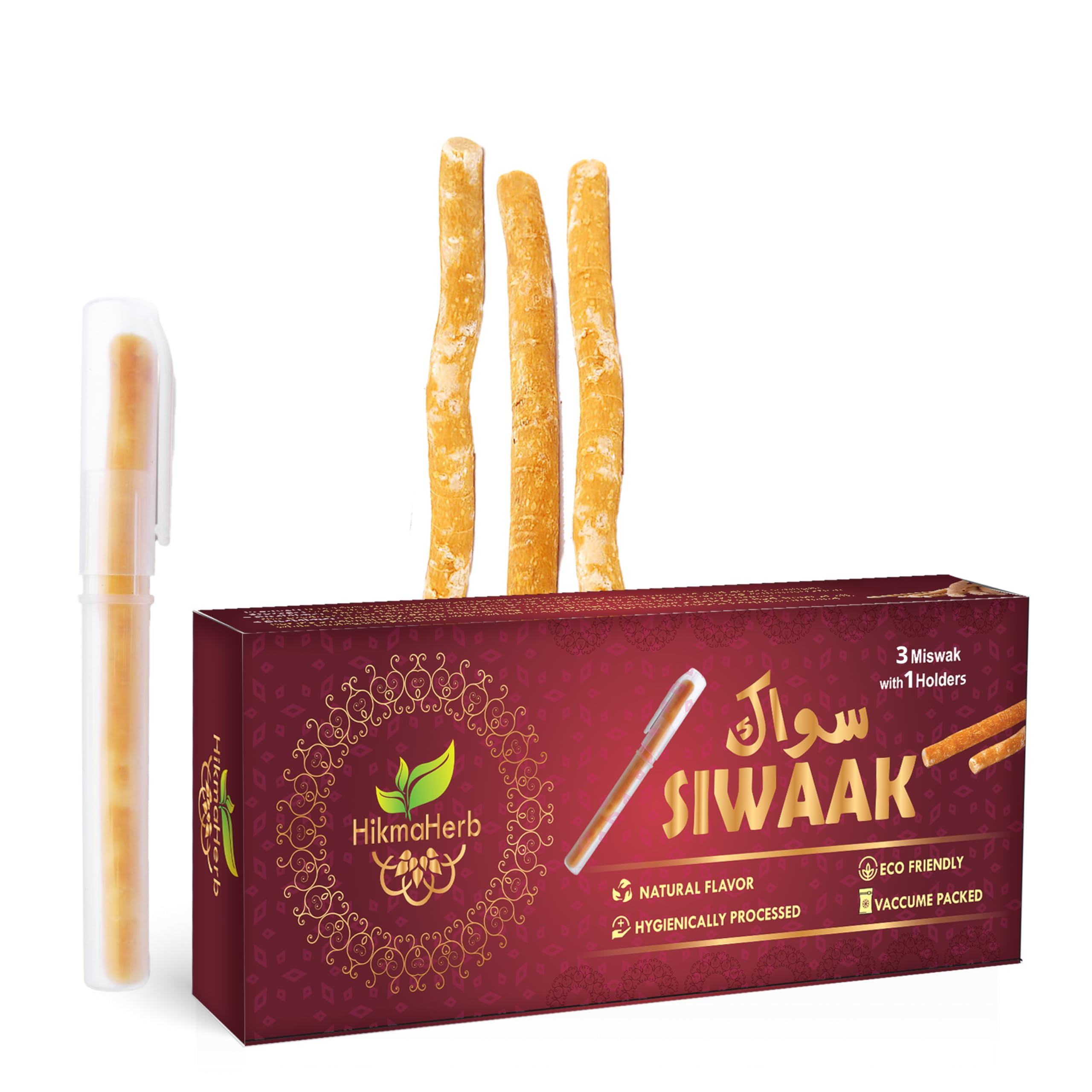 HikmaHerb Pack of 3 IFF17 Miswak Sticks with Holder - Vacuum Sealed ...