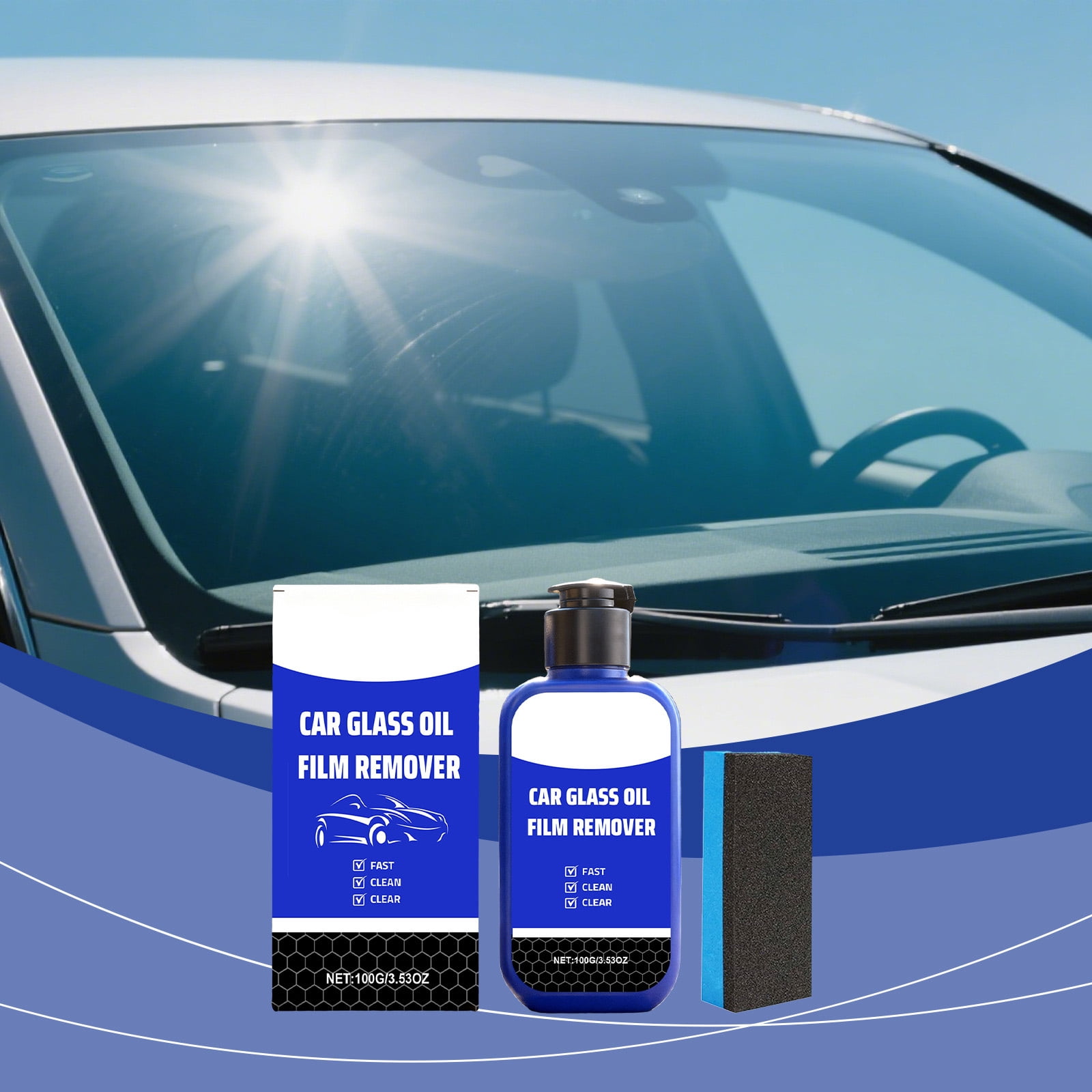 Hikmarion 100G Car Glass Oil Film Remover Paste With Sponge, Dissolves ...
