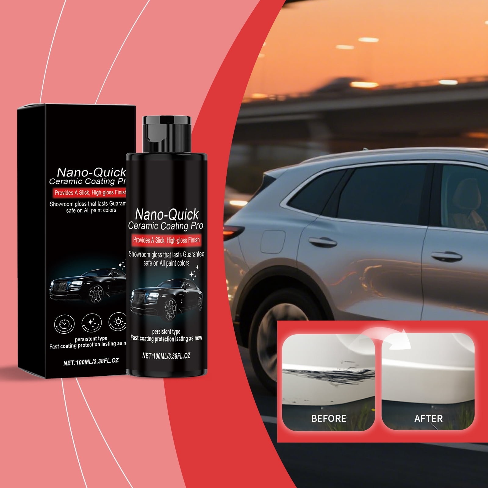 Hikmarion Nano Ceramic Coating Agent, Gentle Car Paint Cleaner & Gloss ...