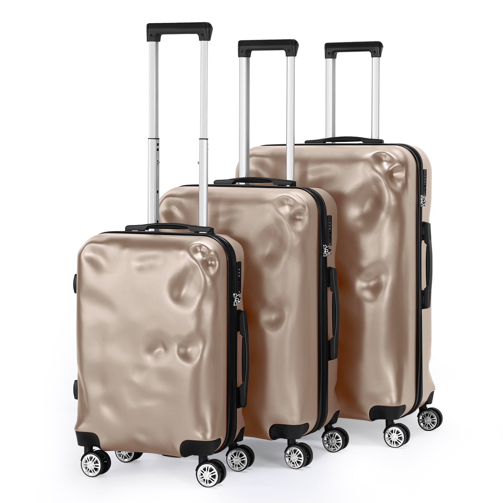 Hikolayae 3 Piece Hardside Spinner Luggage Sets with TSA Lock ...