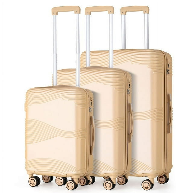 Hikolayae Aden Collection 3 Piece Hardside Spinner Suitcase Set in Tan ...