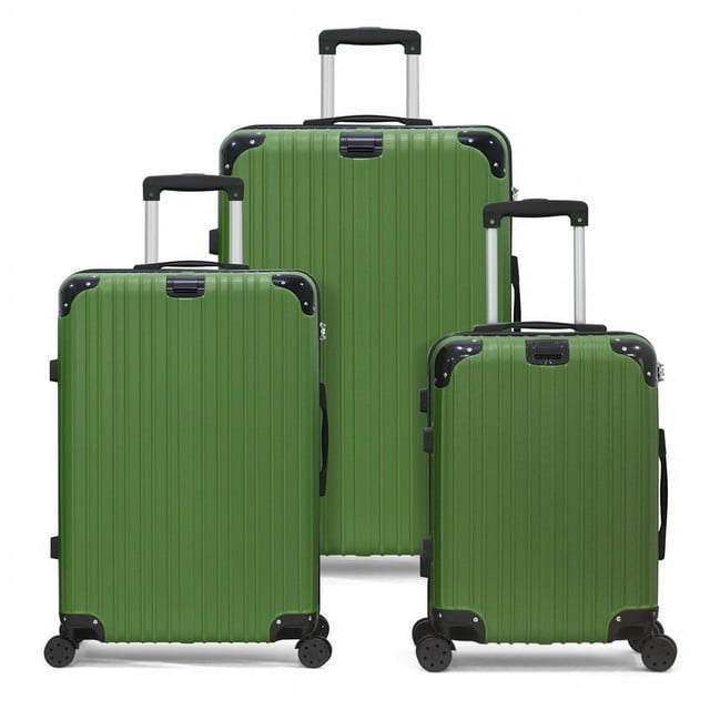 Hikolayae 3-Pc Hardside Spinner Luggage, Stripe Green - TSA Lock, 360 ...