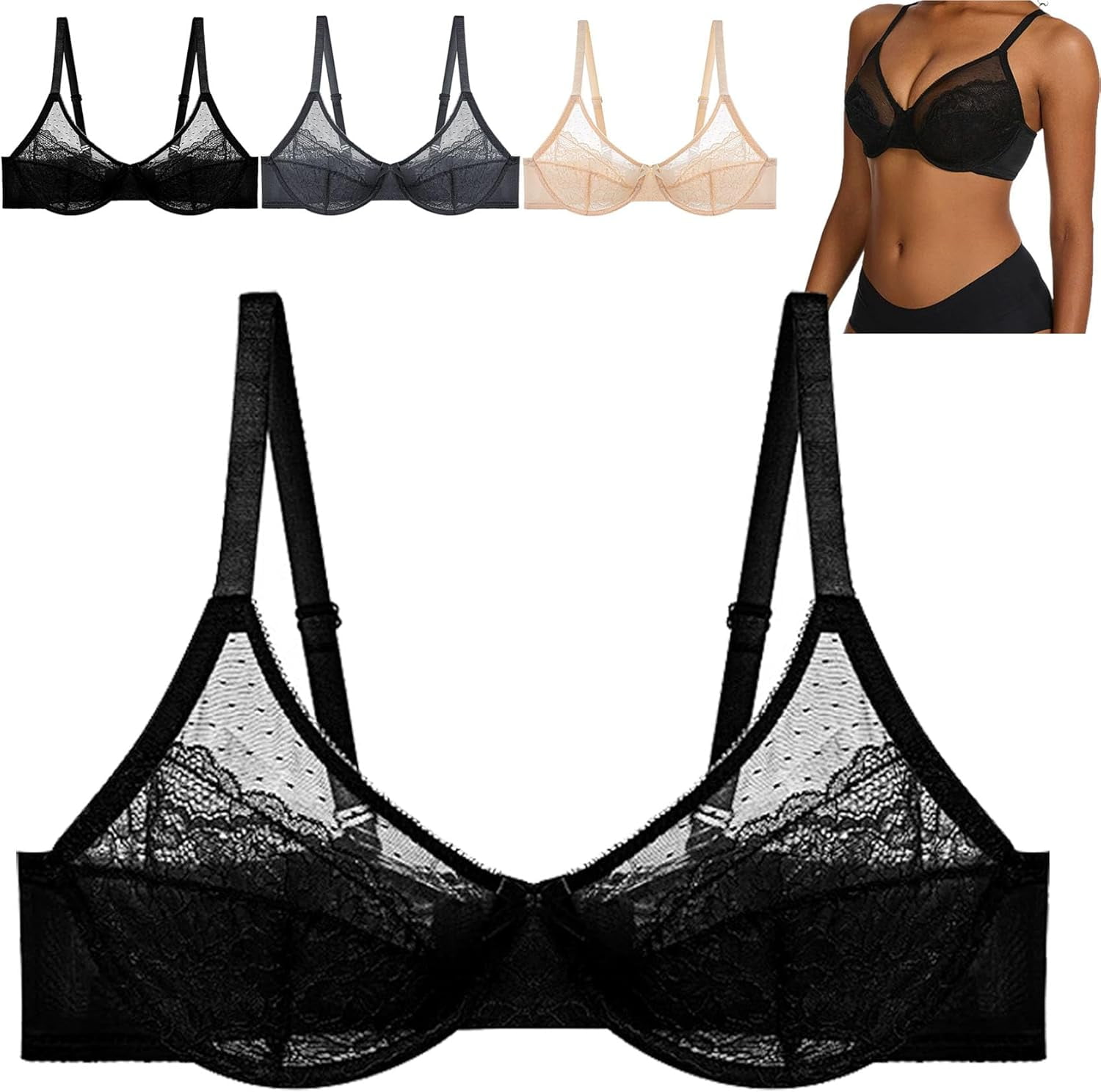 Hilaine Bra, Breast Bra - Enchante, Mermaid Lace Bras - Walmart.com