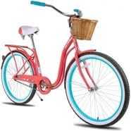 Hiland 26 Inch Beach Cruiser Bike for Women and Men, Red Black Blue ...