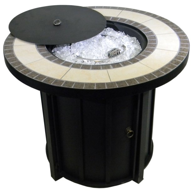 Hiland AFP-TTR Outdoor 30 In Round Tile Table Top Propane Fire Pit ...