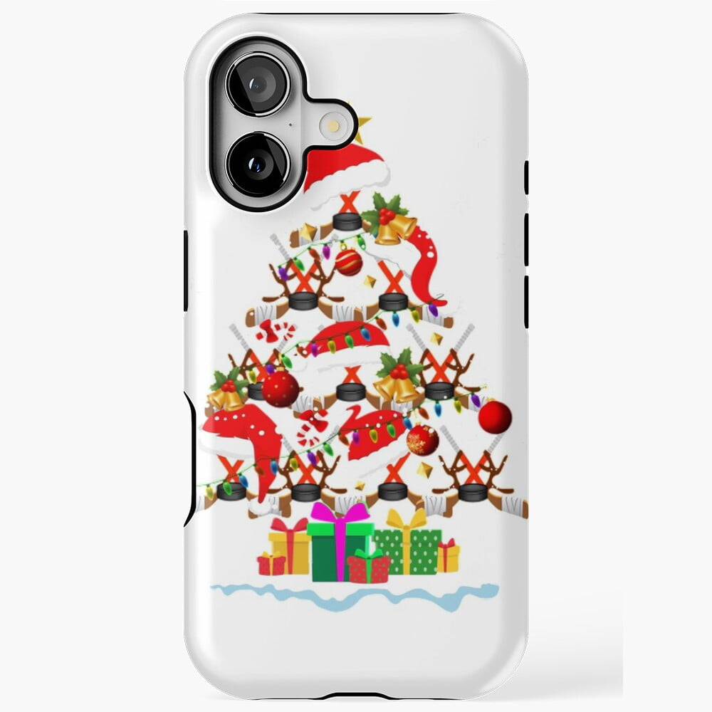 Hilarious Holiday Tree with Ice Hockey Sport Case for iPhone 17 11 12 ...