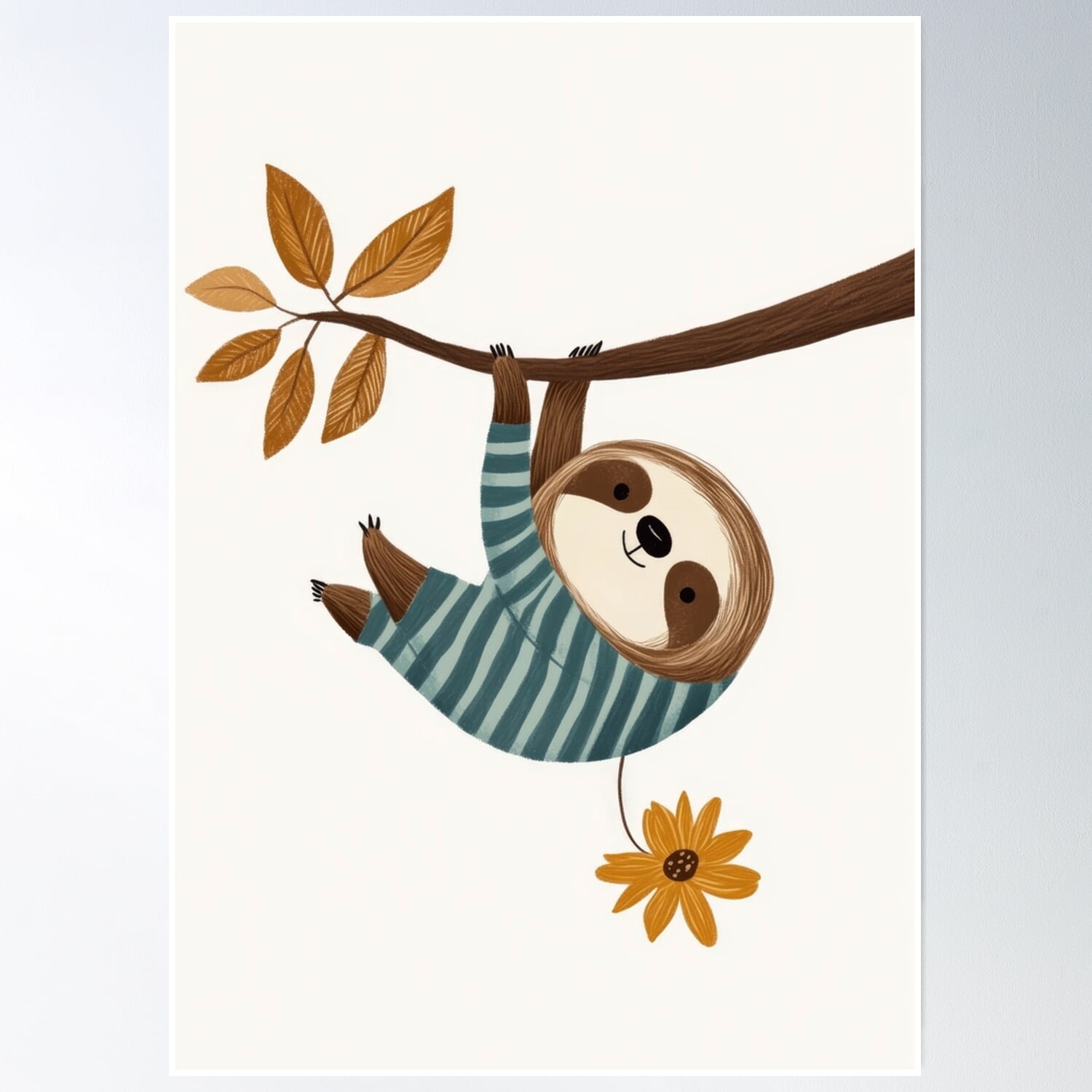 Hilarious Sloth In Pajamas Nursery Wall Art Poster Wall Art, Modern ...