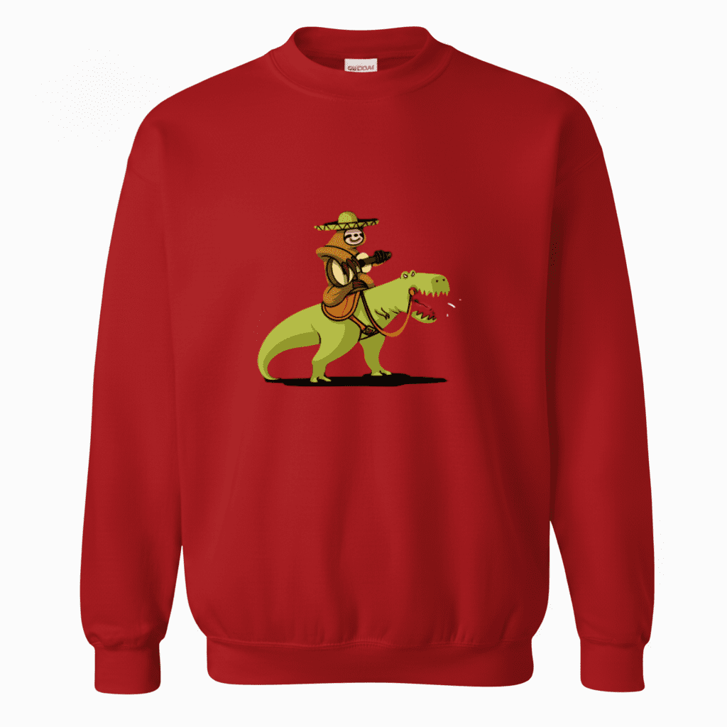 Hilarious Sloth Riding Dino Mexican Adventure Funny Art Sweatshirt, up ...