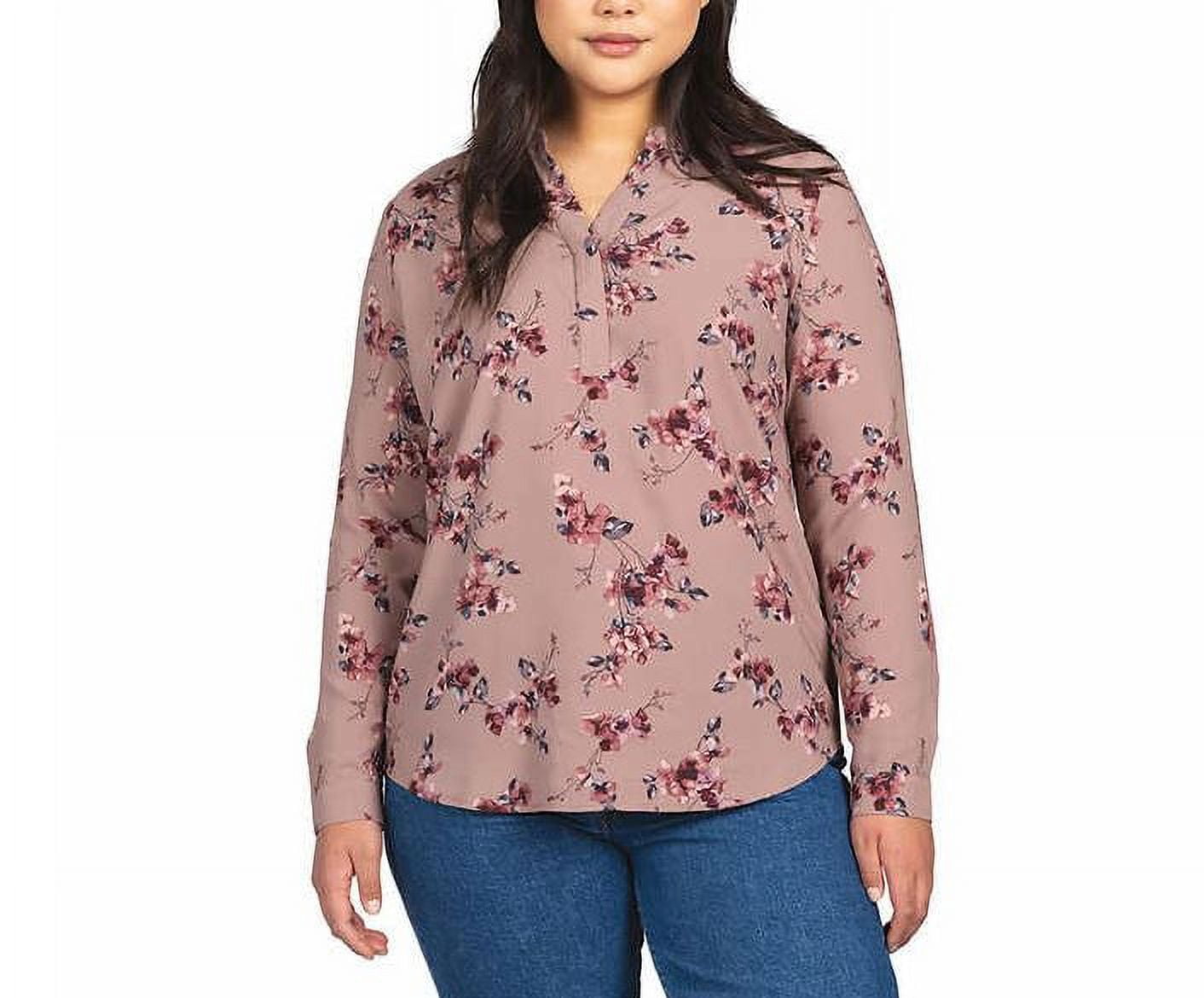 Hilary Radley Ladies' Size Large, Long Sleeve Blouse, Pink Floral ...