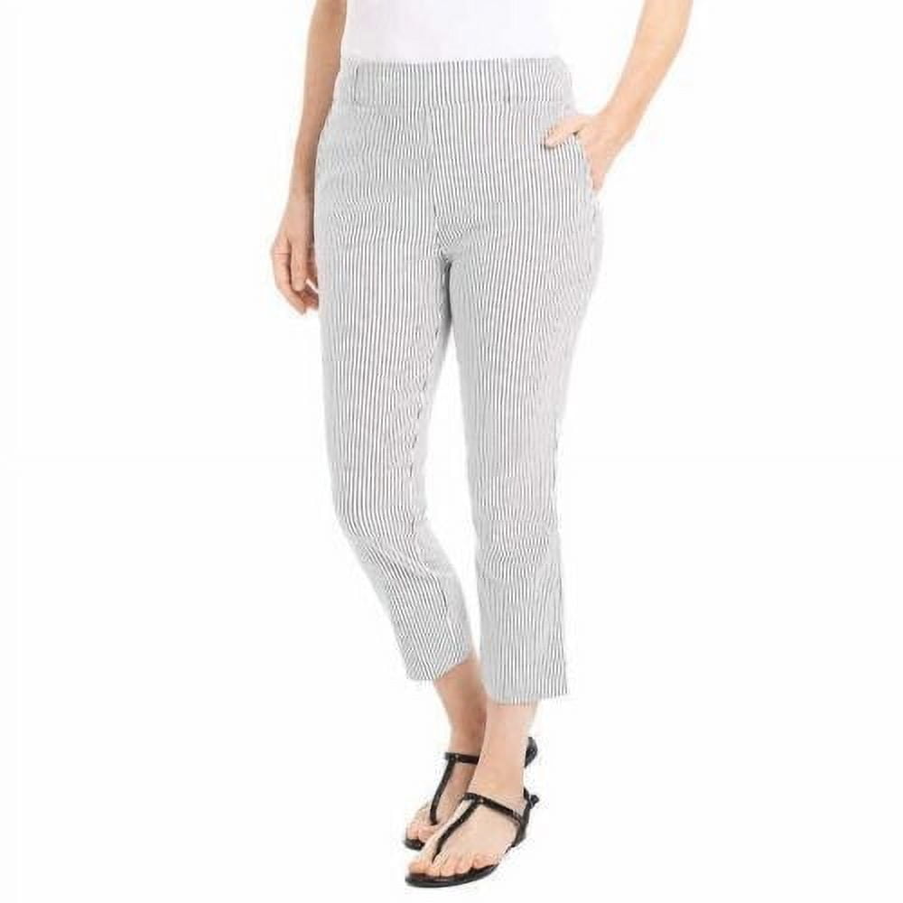 Hilary Radley Pull On Off White and Gray Stripe, Capris (Women's ...