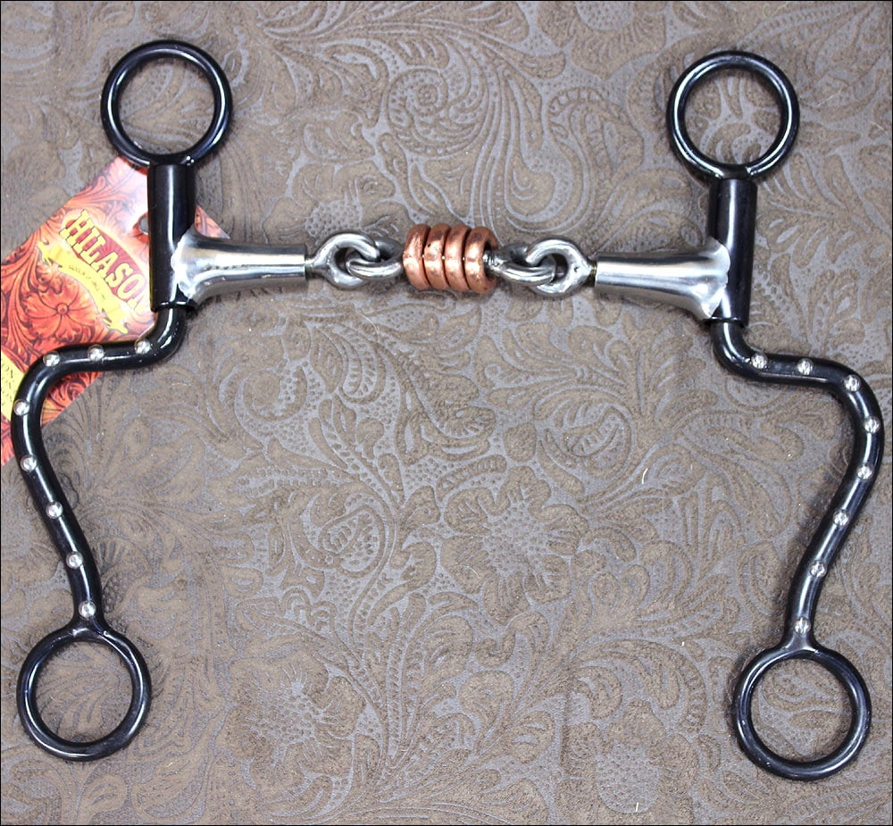 Hilason Black Steel Loose Cheek Dog Bone Roller Mouth Horse Bit ...
