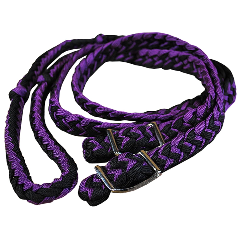 Hilason Braided Poly Barrel Horse Racing Reins Flat W/ Easy Grip Knots ...