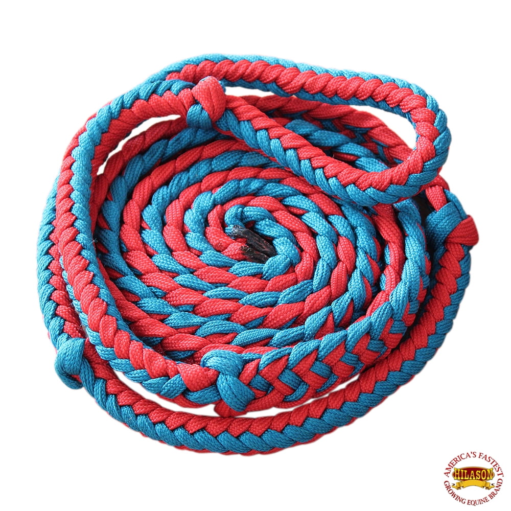 Hilason Braided Poly Barrel Racing Contest Reins Flat 1" X 8Ft Red Blue ...