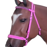 Hilason Flat Braided Paracord Horse Headstall Bridle Pink W/ Crystals ...
