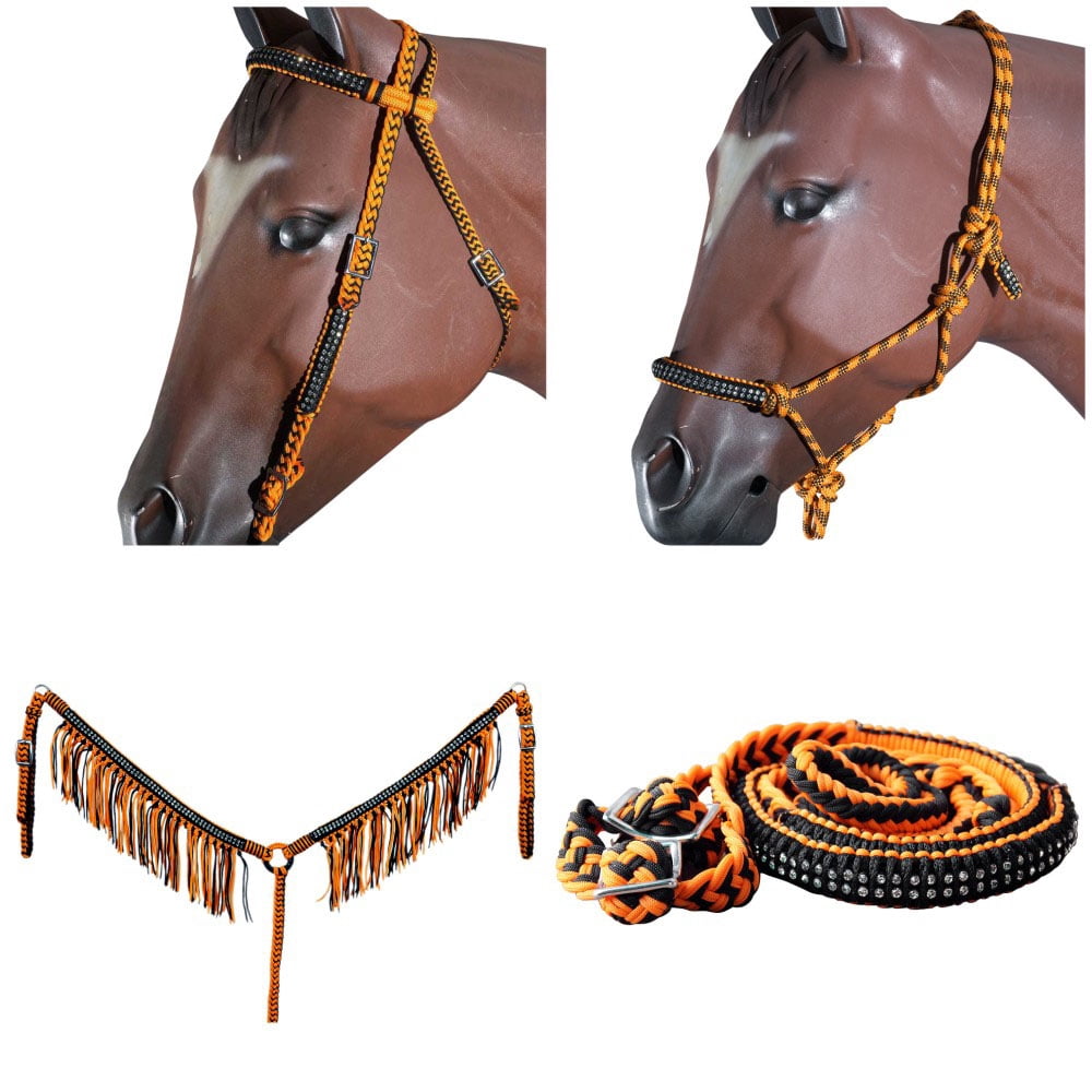 Hilason Horse Headstall Breast Collar Halter Rein Braided Paracord ...