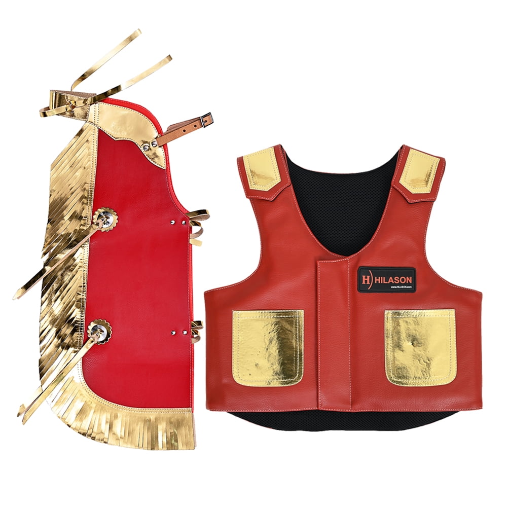 Hilason Junior Youth Bull Riding Pro Rodeo Leather Protective Vest ...