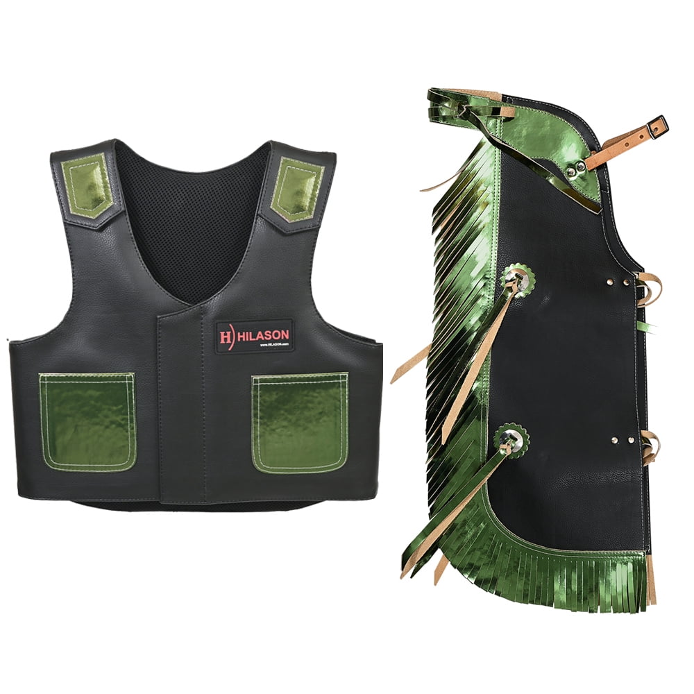 Hilason Kids Junior Youth Bull Riding Pro Rodeo Leather Vest Chaps ...