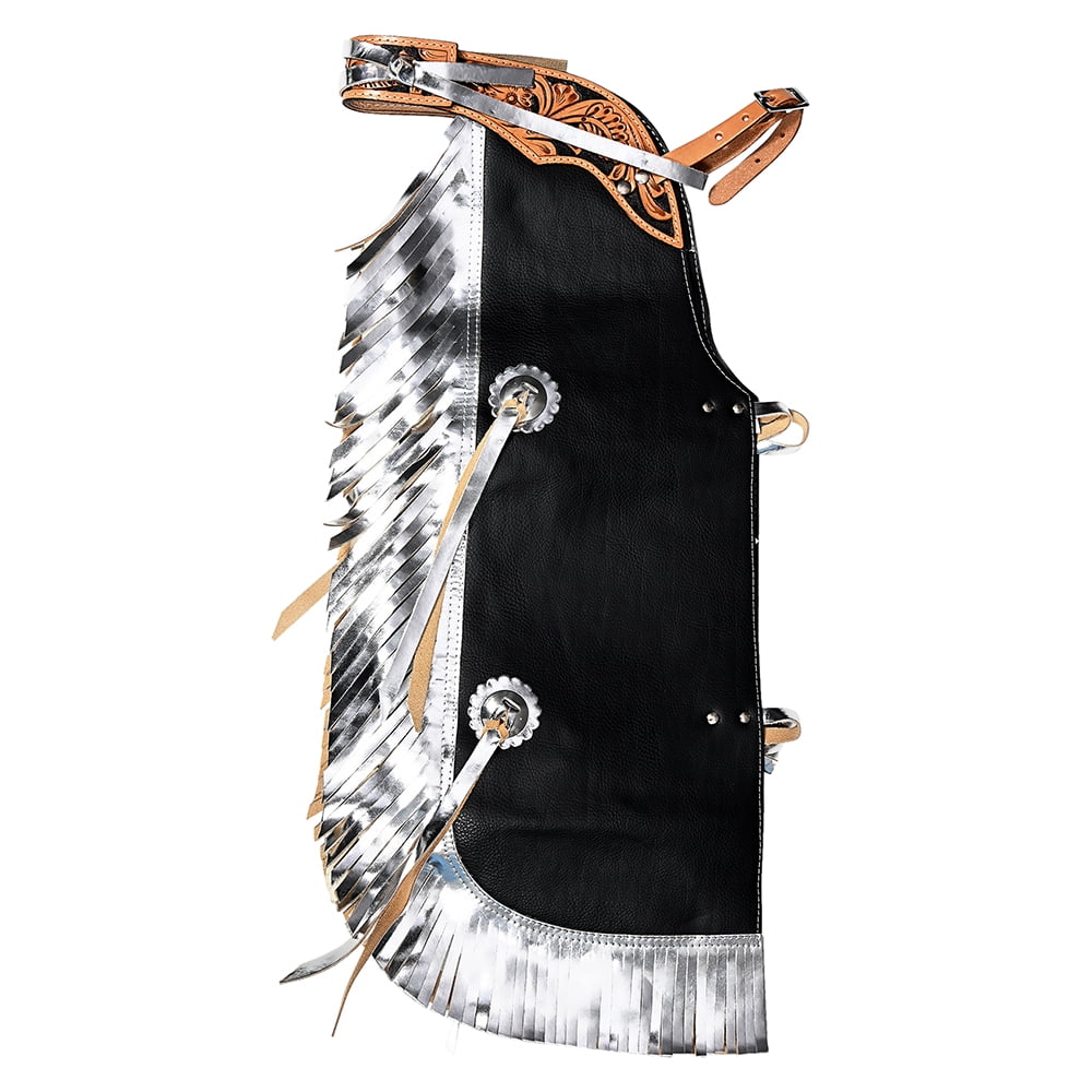 Hilason Pro Rodeo Bull Riding Chaps Western Leather kid Black Silver ...