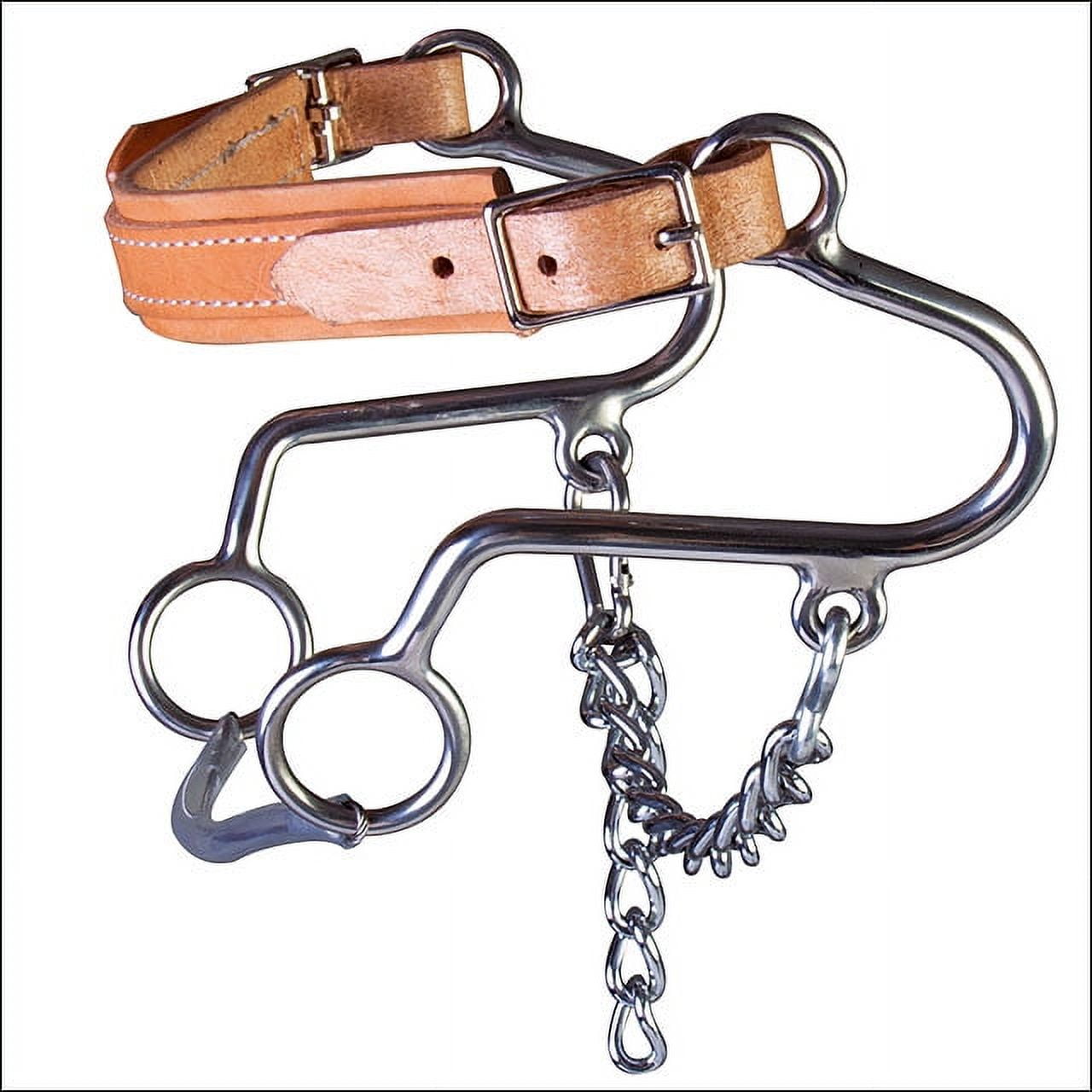 Hilason Stainless Steel Short "S" Horse Hackamore Bit Leather Nose ...