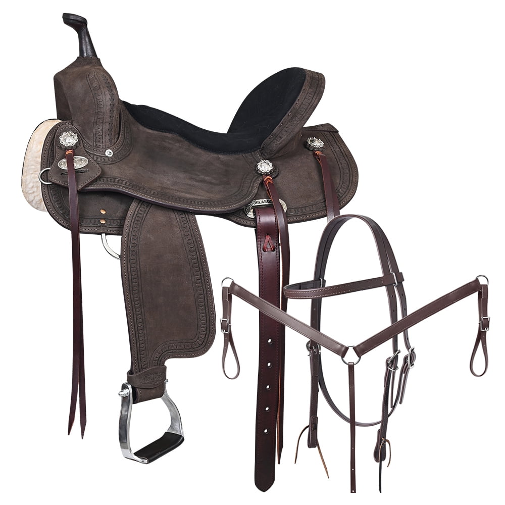 Hilason Western Horse Flex Tree Barrel Trail In Suede Leather Saddle ...