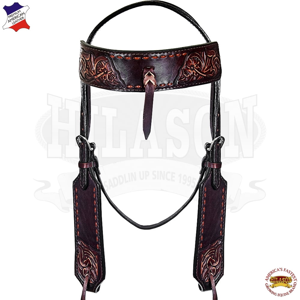 Hilason Western Horse Headstall Bridle American Leather Brown Floral ...