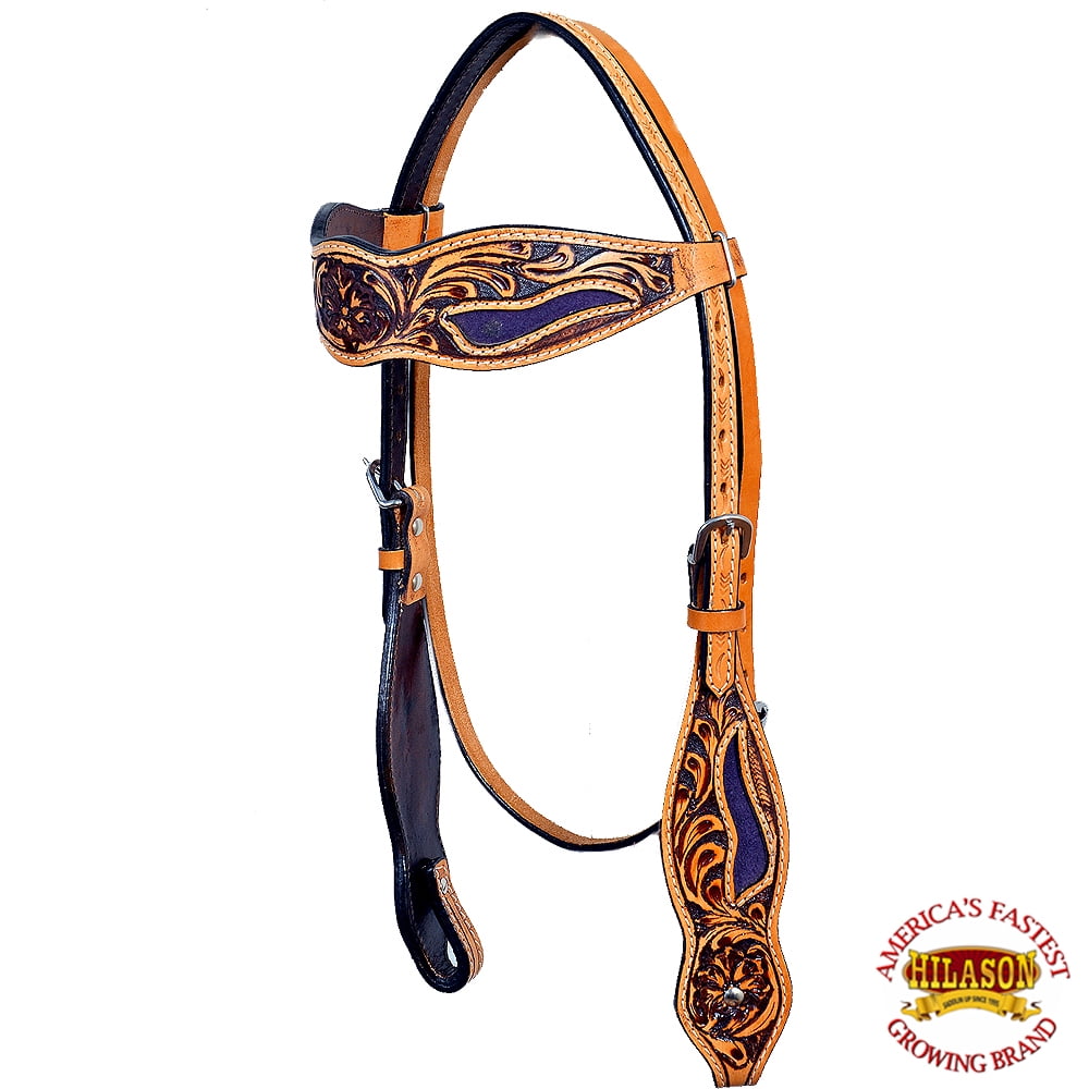 Hilason Western Horse Headstall Bridle American Leather Floral Tan ...