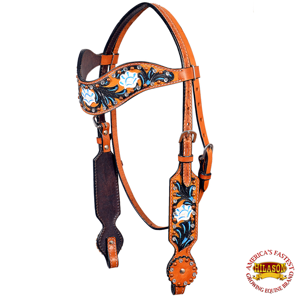 Hilason Western Horse Headstall Bridle American Leather Tan Floral ...