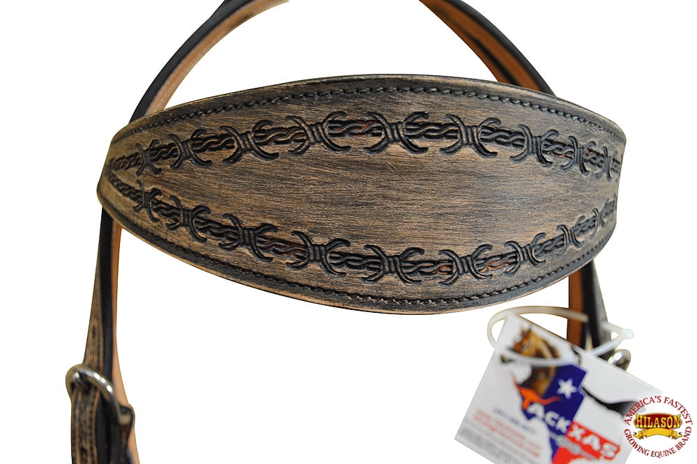 Hilason Western Horse Headstall Tack Bridle American Leather Rough Out ...