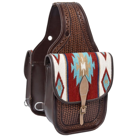 Hilason Western Horse Leather Saddle Bag, Heavy-Duty, Traditional Trail ...