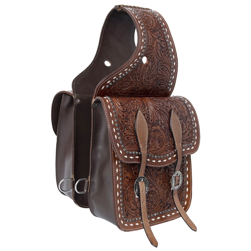 Hilason Western Horse Leather Saddle Bag Heavyduty Traditional Trail ...