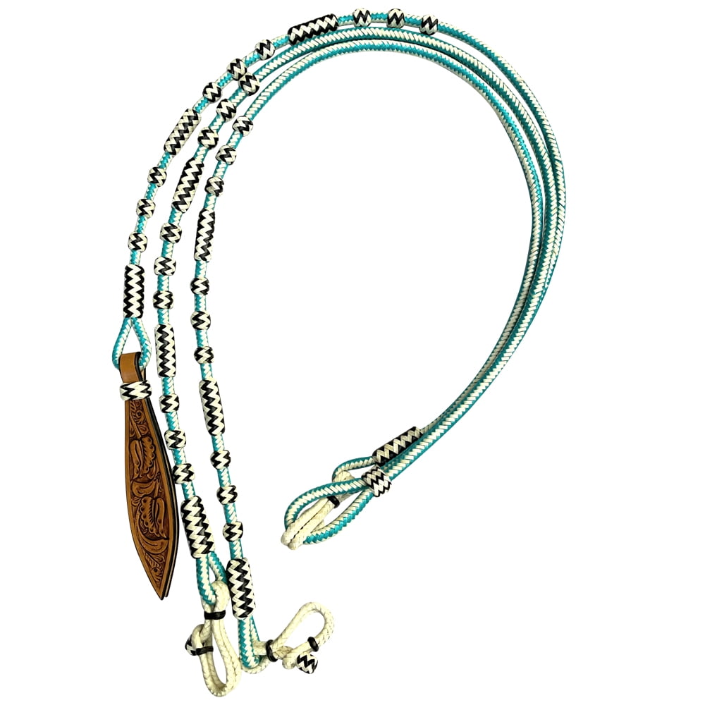 Hilason Western Rawhide Braided Leather Show Rommel Romel Romal Reins ...