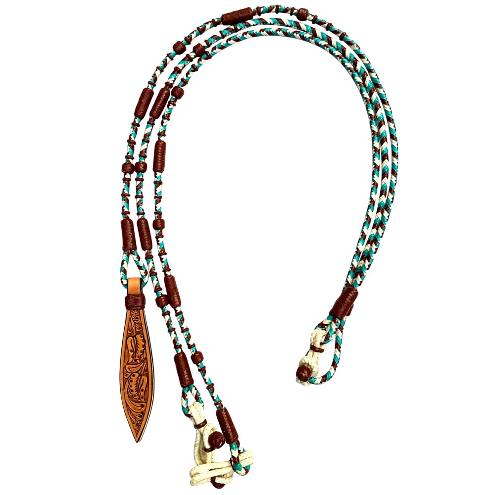 Hilason Western Rawhide Braided Leather Show Rommel Romel Romal Reins ...