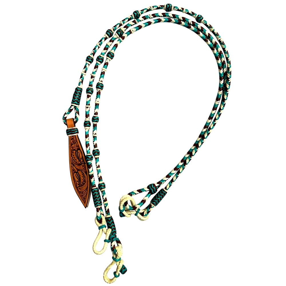 Hilason Western Rawhide Braided Leather Show Rommel Romel Romal Reins ...