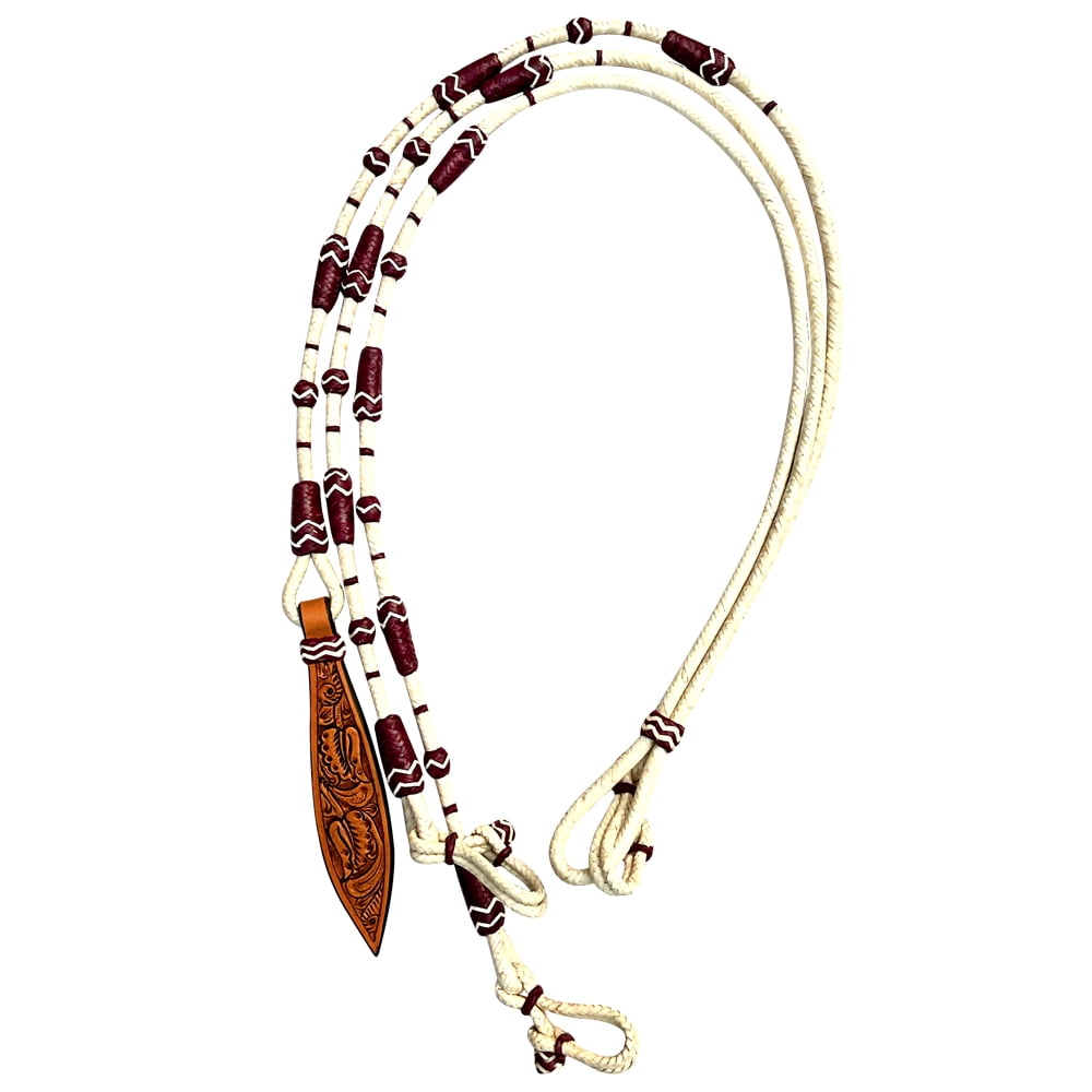 Hilason Western Rawhide Braided Leather Show Rommel Romel Romal Reins ...