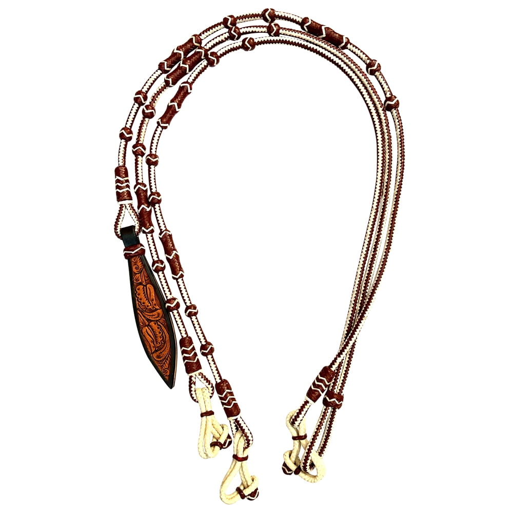 Hilason Western Rawhide Braided Leather Show Rommel Romel Romal Reins ...