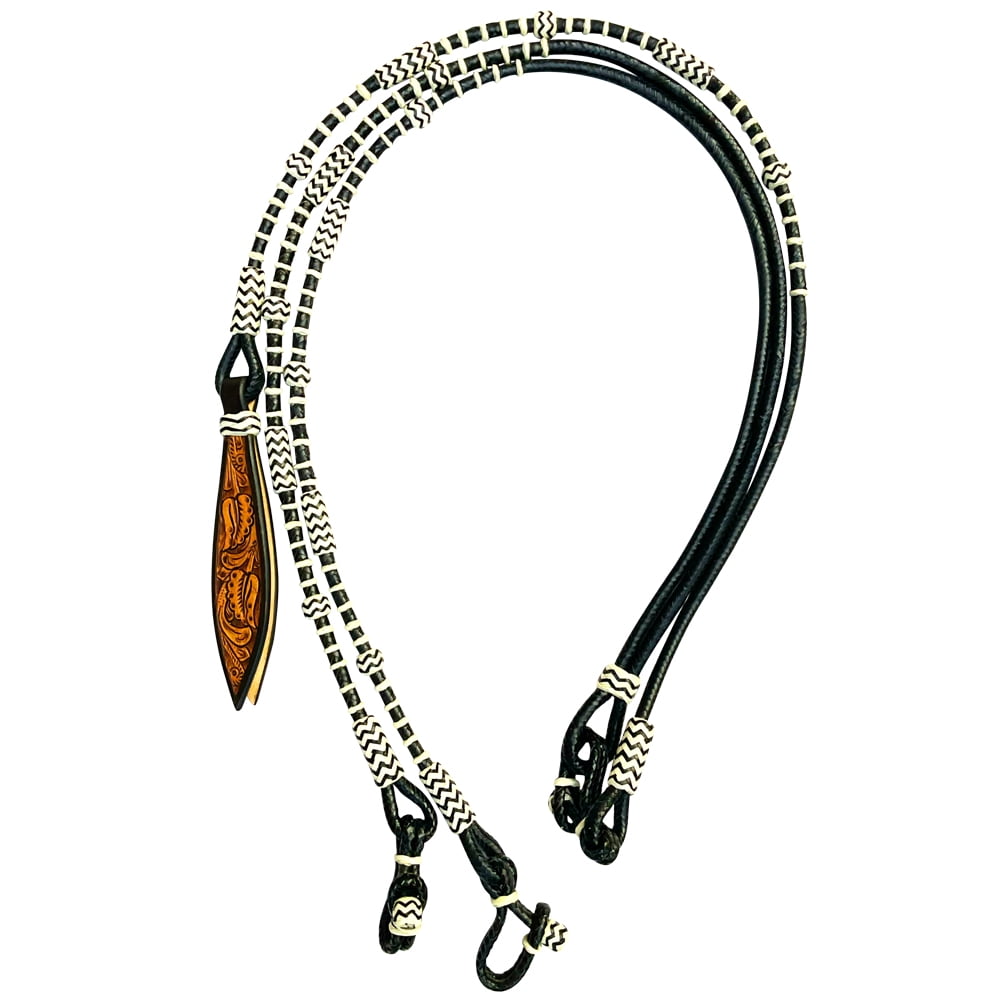 Hilason Western Rawhide Braided Leather Show Rommel Romel Romal Reins ...