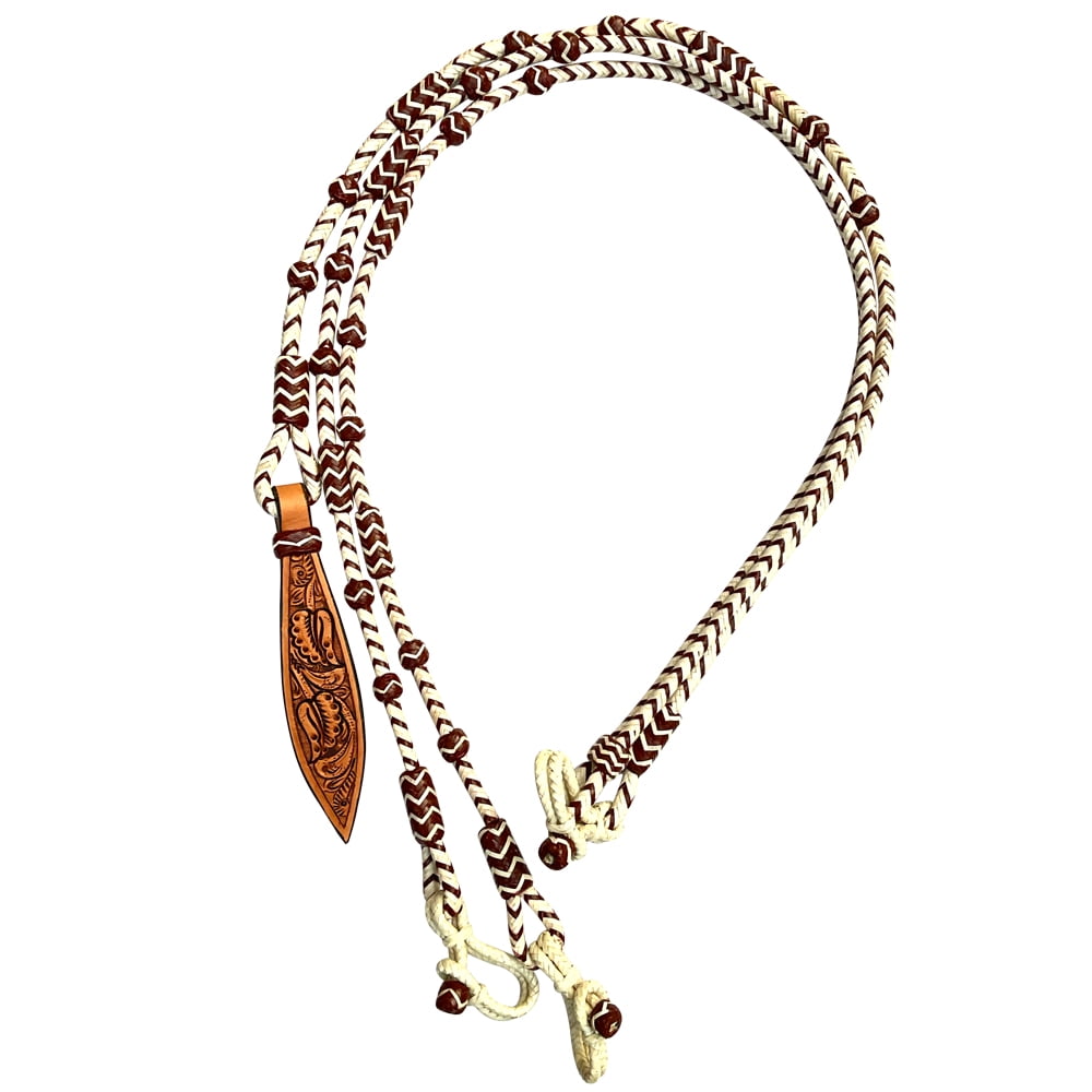 Hilason Western Rawhide Braided Leather Show Rommel Romel Romal Reins ...