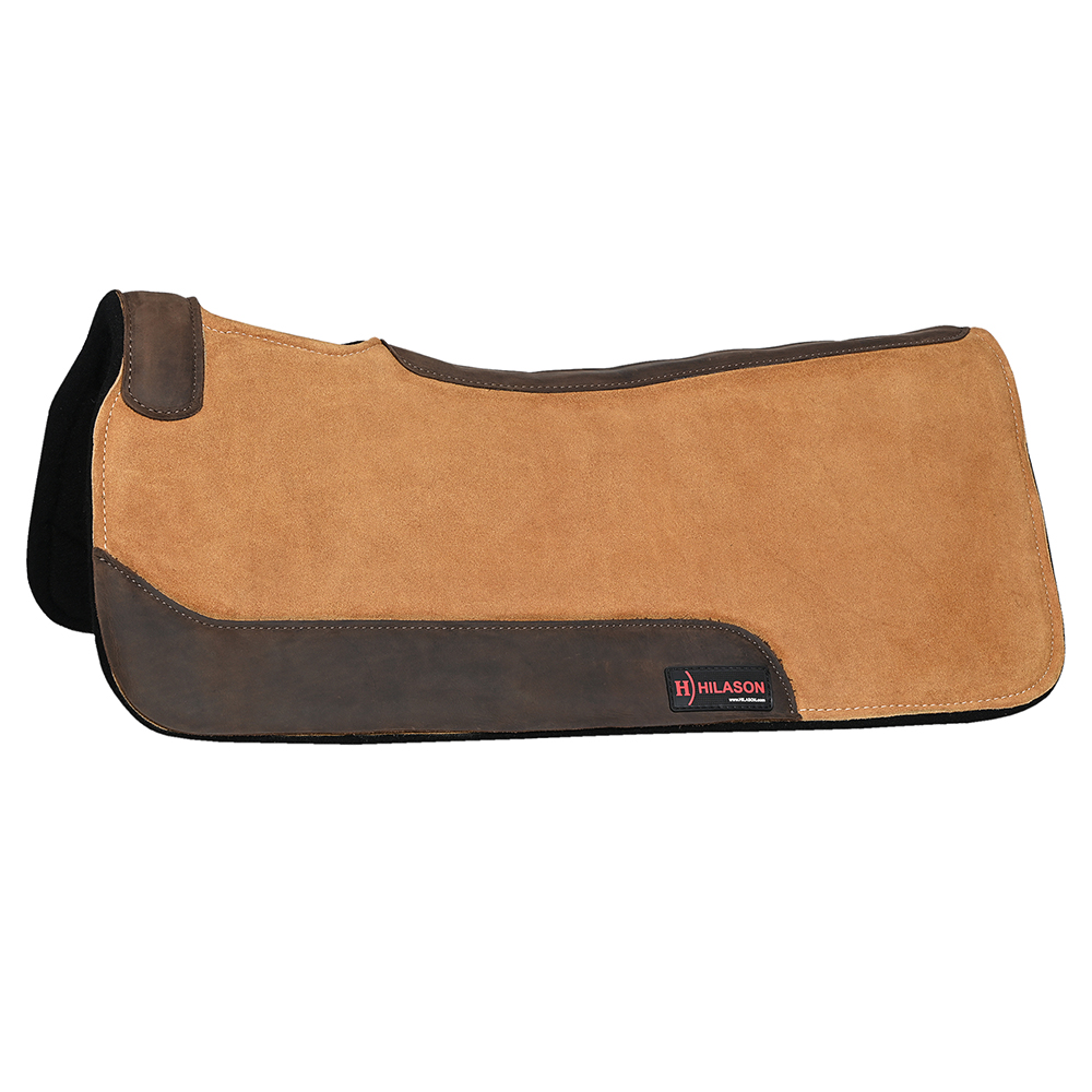 Hilason Western Wool Felt Horse Saddle Pad Top Suede Leather Brown ...