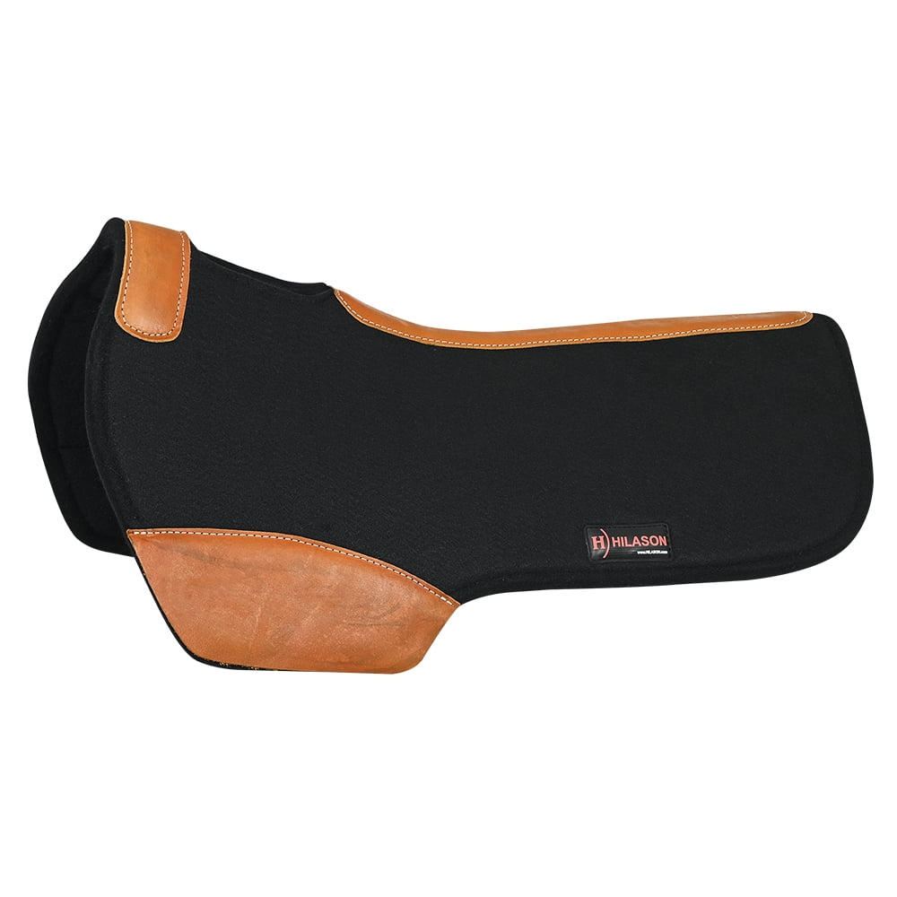Hilason Western Wool Felt Horse Saddle Pad W/ Distressed Wear Leather ...