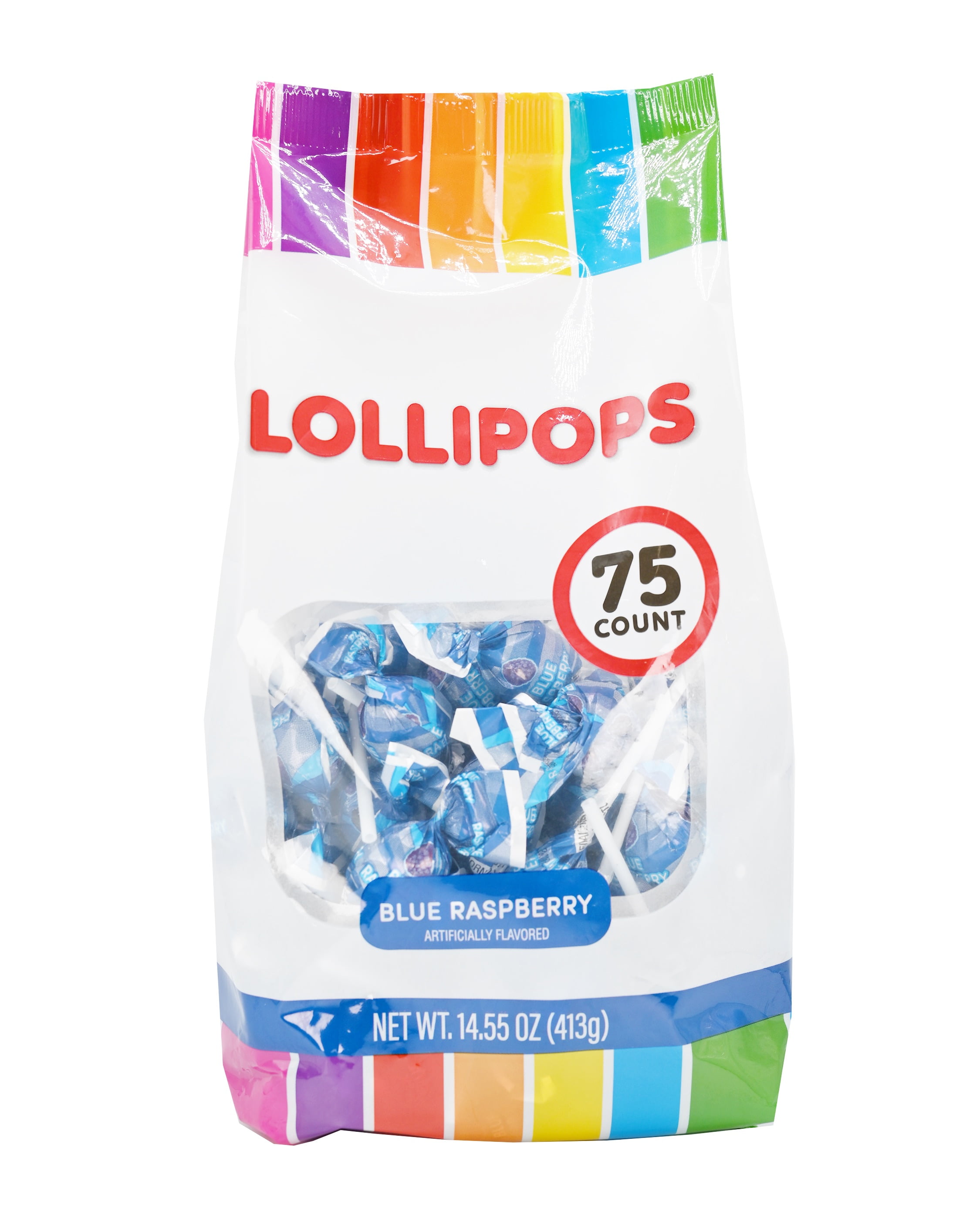 Hilco Dark Blue Raspberry Lollipops, 75 Count 14.5 oz, Gusset Bag, No ...