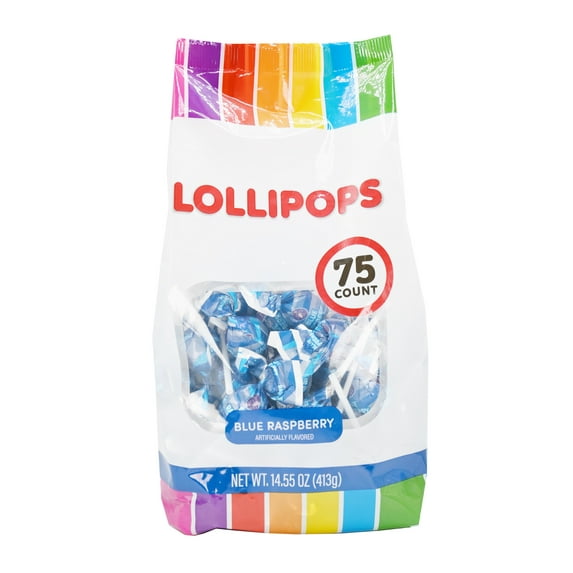 Hilco Dark Blue Raspberry Lollipops, 75 Count 14.5 oz, Gusset Bag, No ...